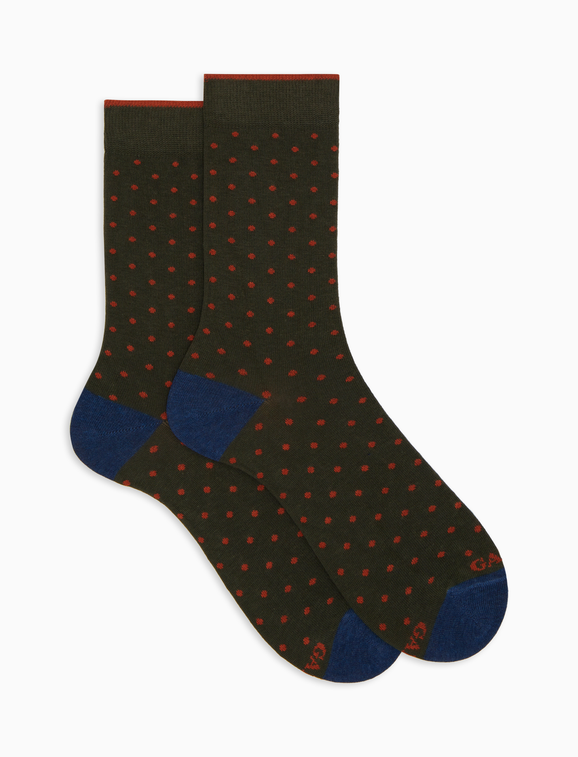 Men's short green cotton socks with polka dots | Gallo