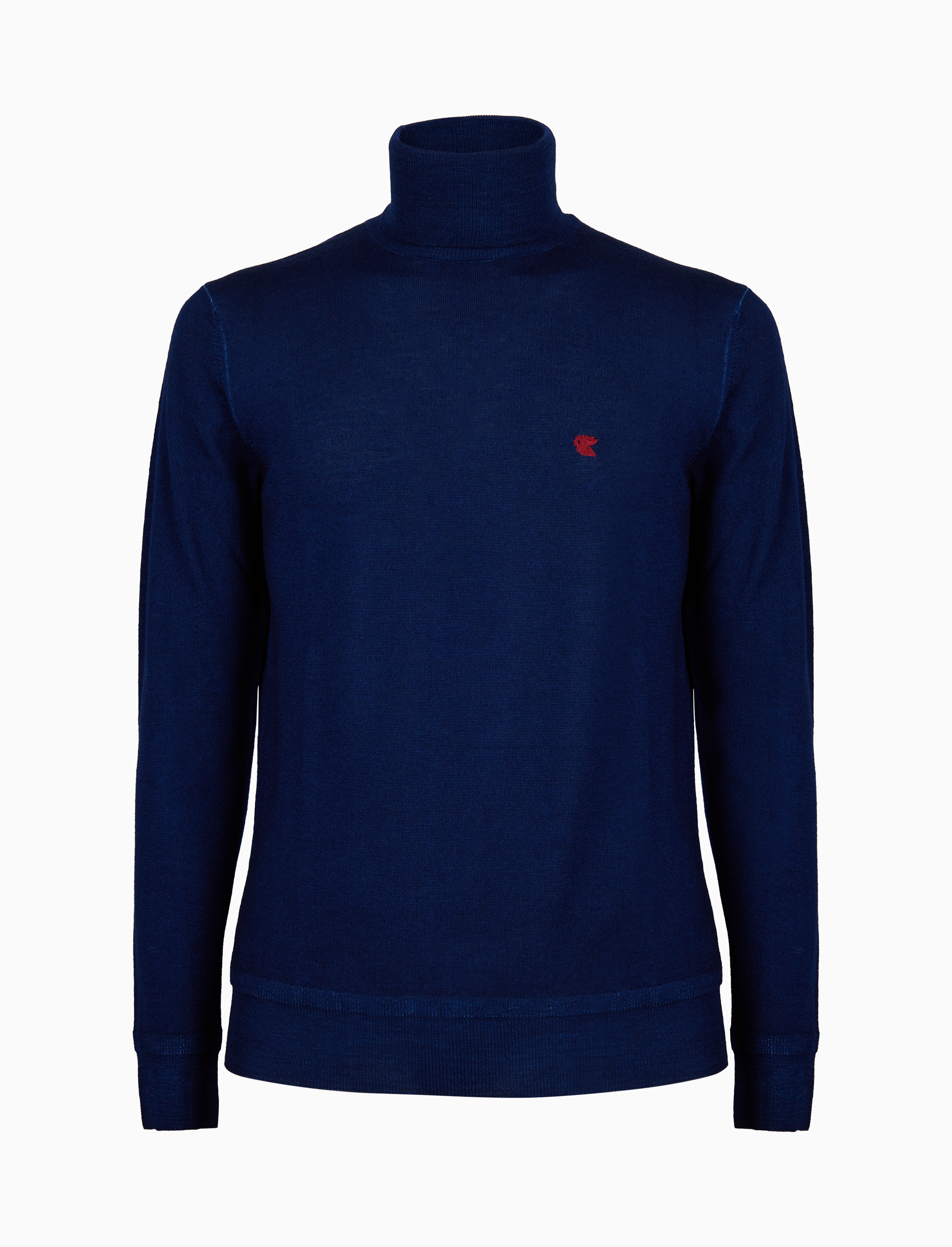 Men's plain blue wool turtleneck sweater | Gallo