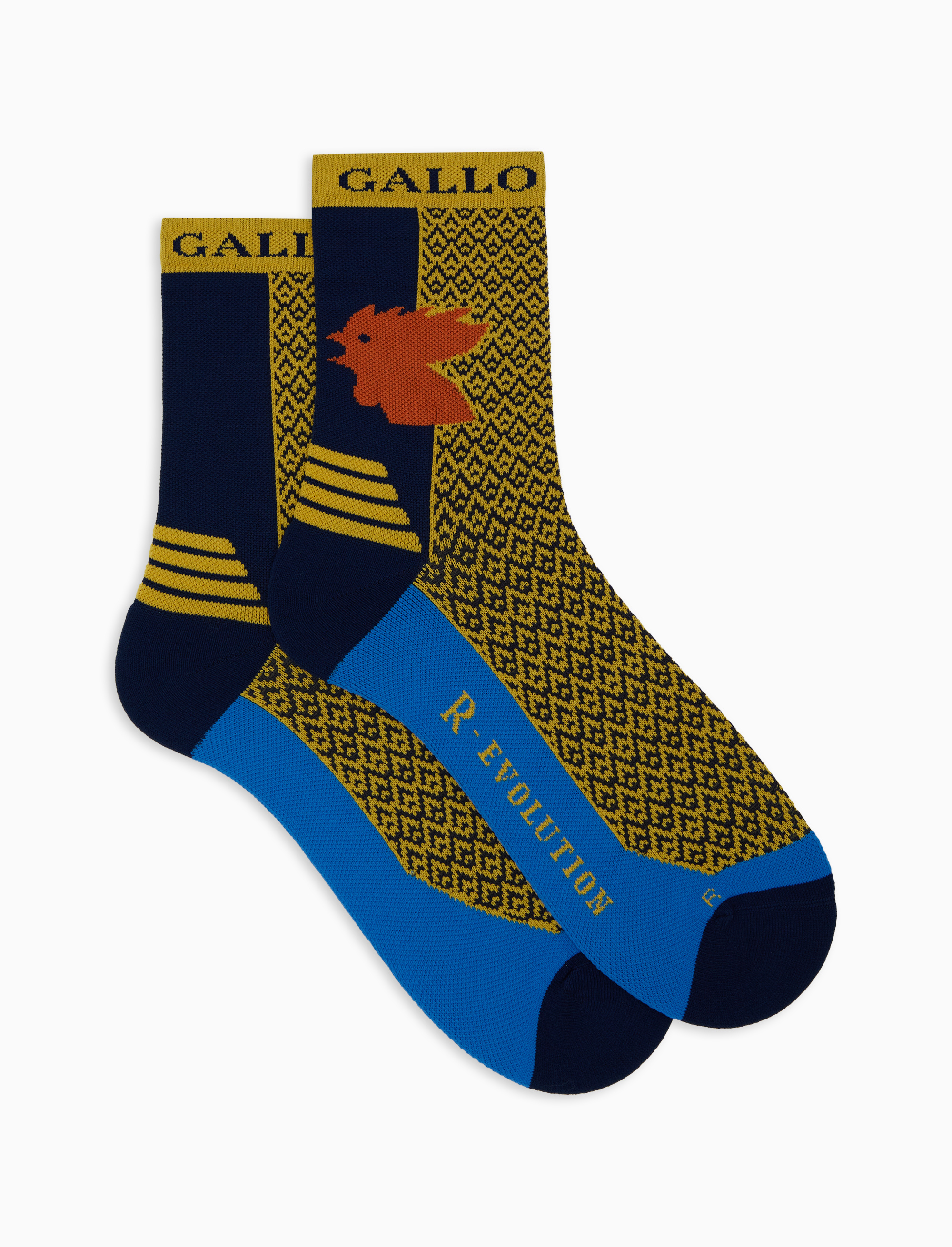 Unisex short yellow technical terry socks with triangle motif | Gallo