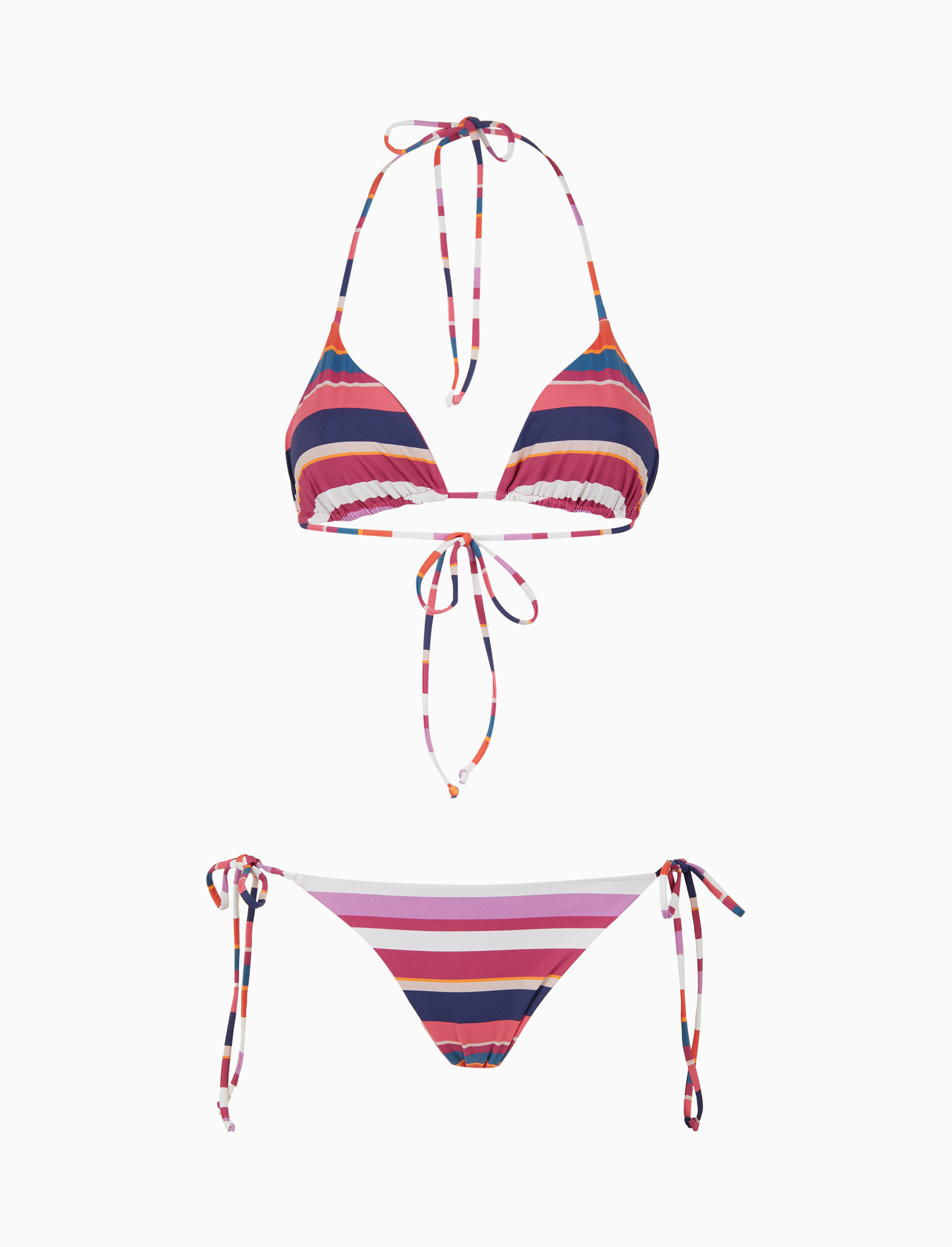 Bikini triangolo donna righe multicolor bianco | Gallo