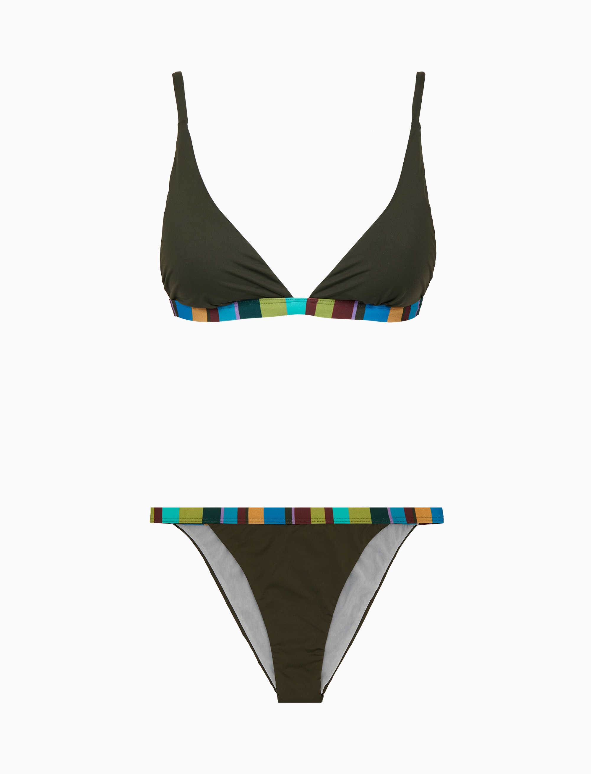 Bikini donna a vela tinta unita bordi multicolor verde | Gallo